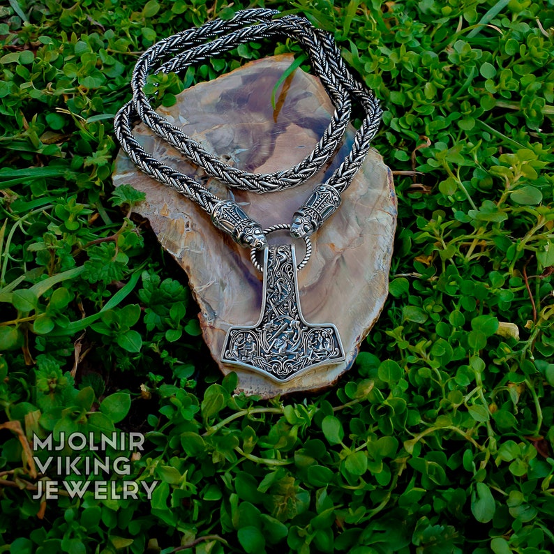 Sigurd and Fafnir Mjolnir Pendant. Authentic Thor Hammer Necklace ...