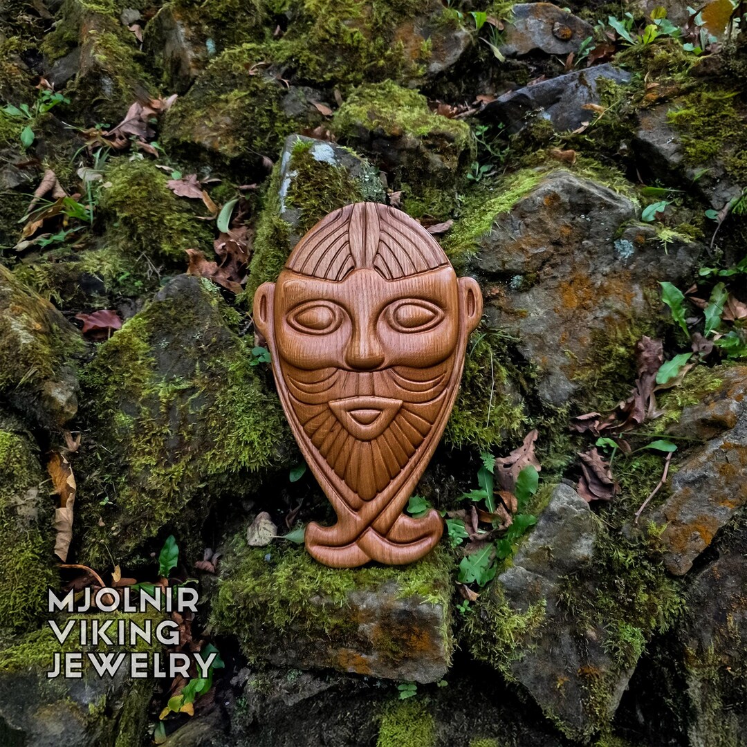 Oak Wood Viking Mask From Birka Wall Panel: Norse Woodwork Decor - Etsy