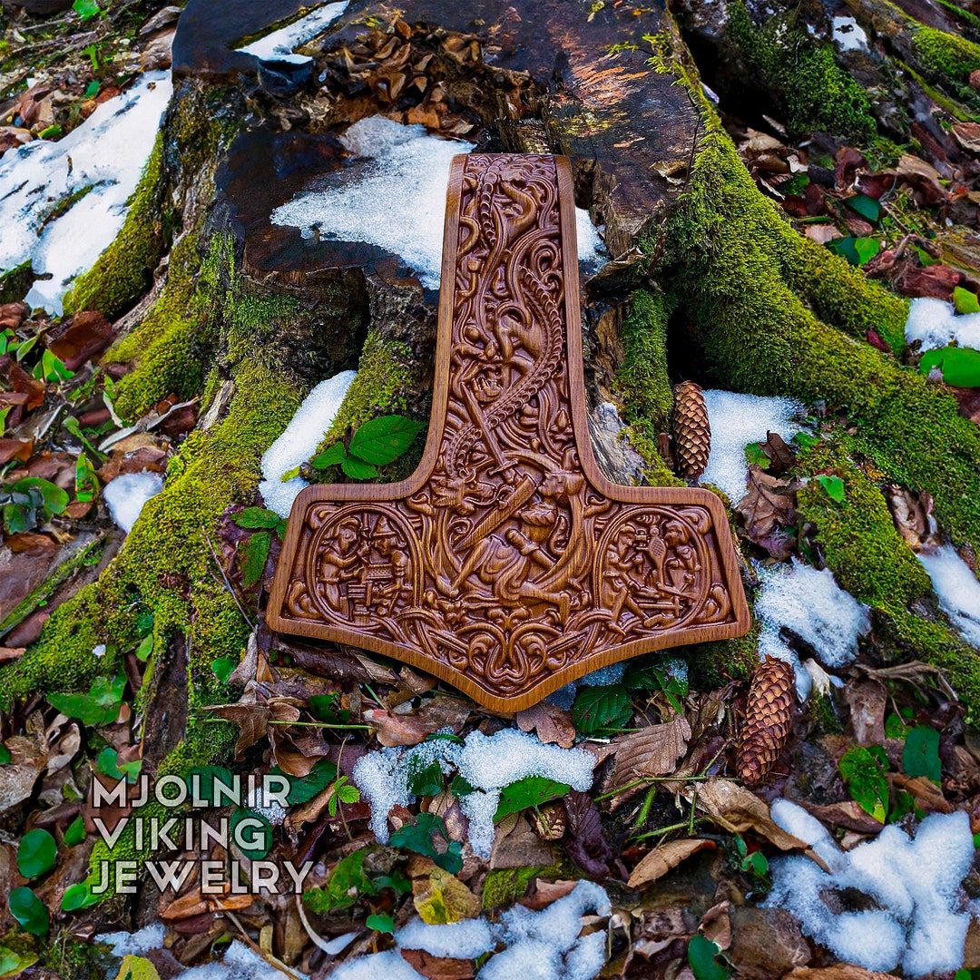 Wood Mjolnir Wall Hanging. Wood Thor Hammer Viking Decor. Siegfried and ...