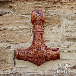 Wood Mjolnir Wall Hanging. Wood Thor Hammer Viking Decor. Mammen Style ...