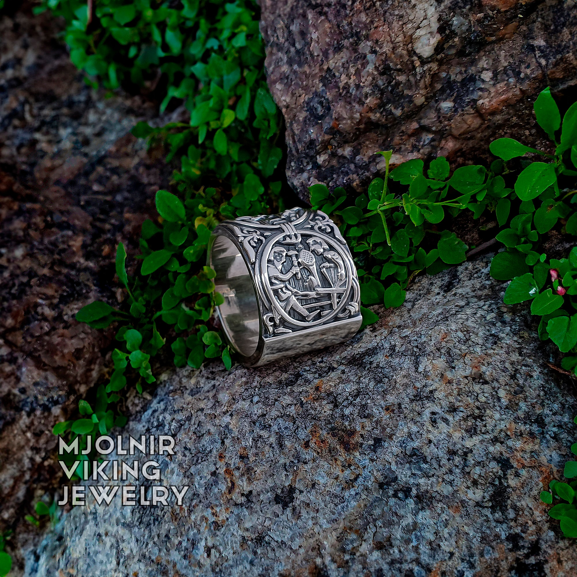 Handcrafted Sterling Silver Sigurd and Fafnir Viking Ring - Etsy