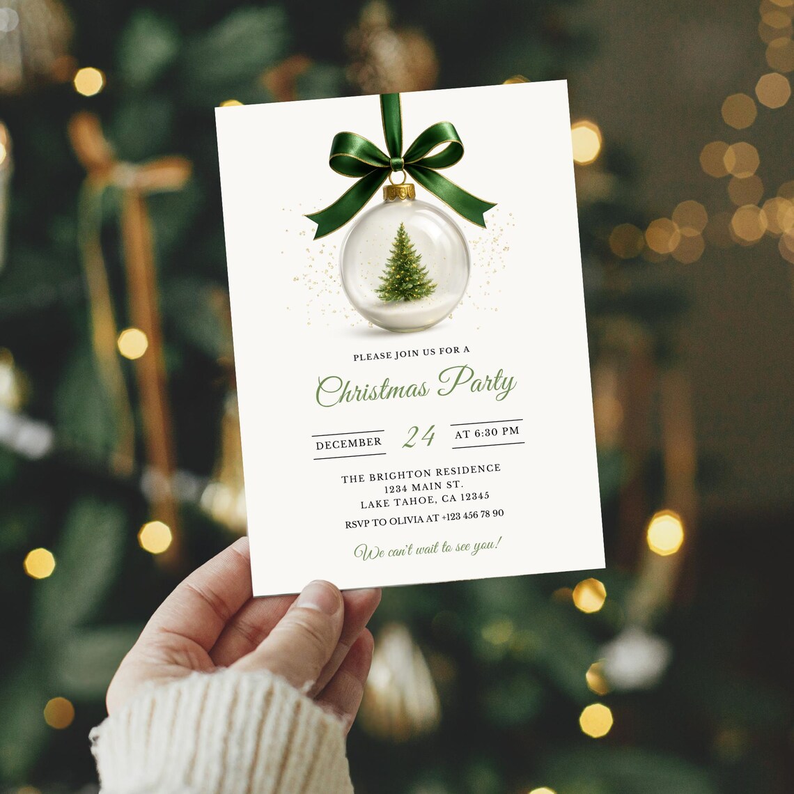 Elegant Christmas Party Invitation Minimalist Holiday Invite Christmas ...