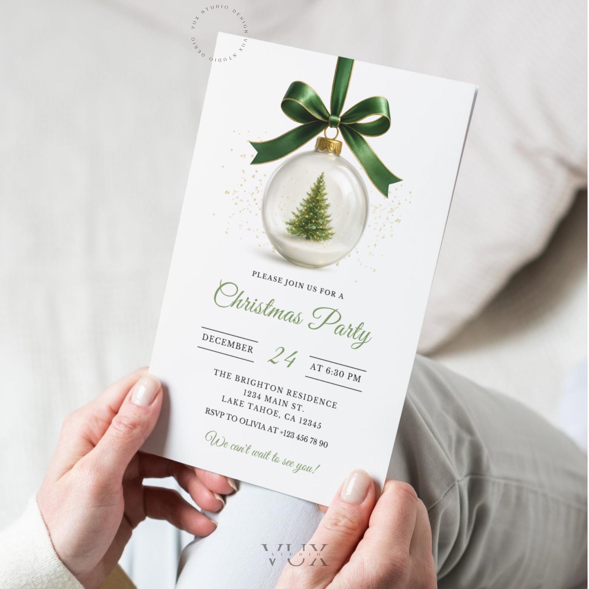 Elegant Christmas Party Invitation Minimalist Holiday Invite Christmas ...