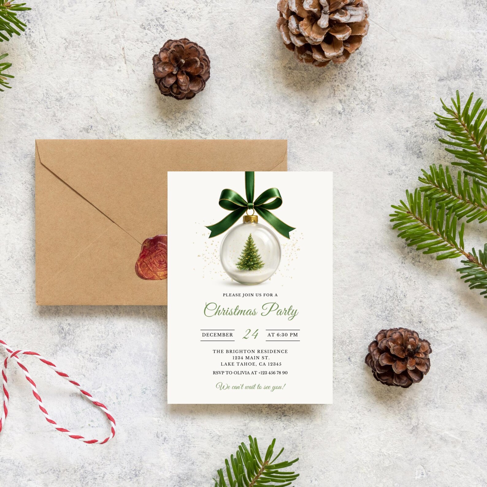 Elegant Christmas Party Invitation Minimalist Holiday Invite Christmas ...