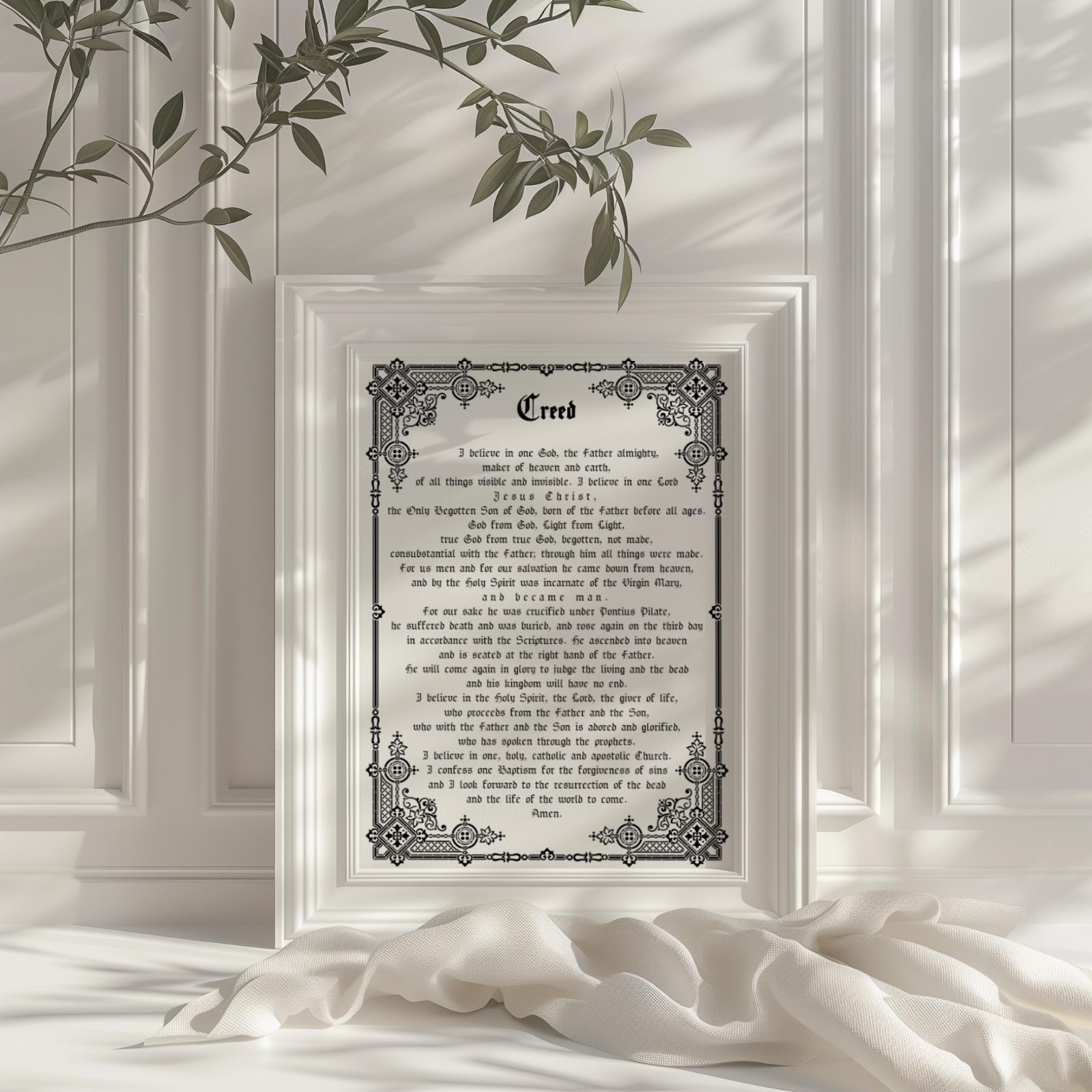 Creed Printable Prayer | Nicene Creed Wall Art | Instant Download Pdf ...