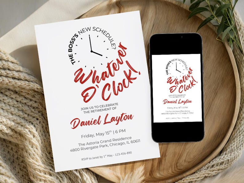 Boss Retirement Invitation Template, Canva Editable Template, Office ...