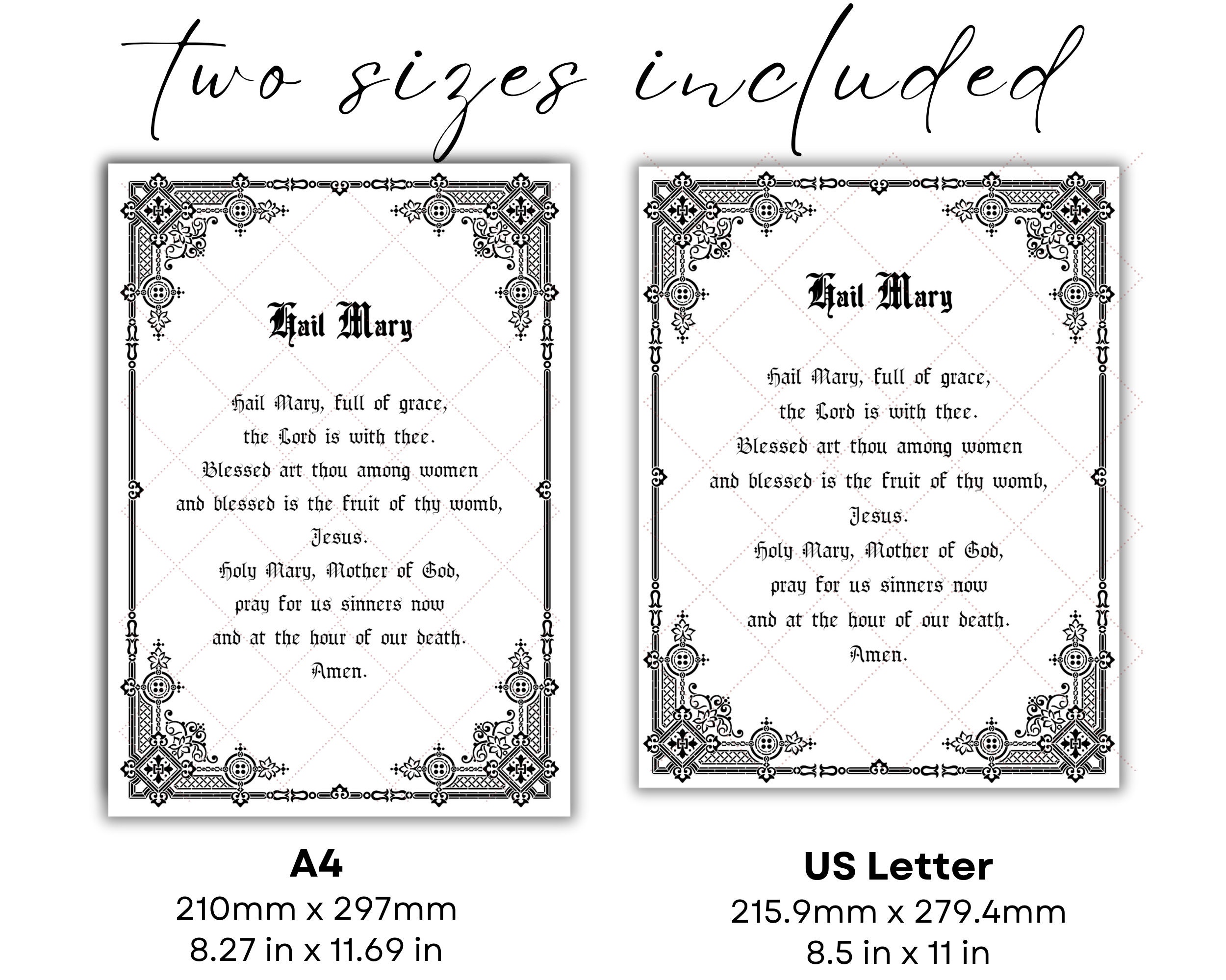 Hail Mary Printable, Catholic Printable Prayer Wall Art | Digital ...