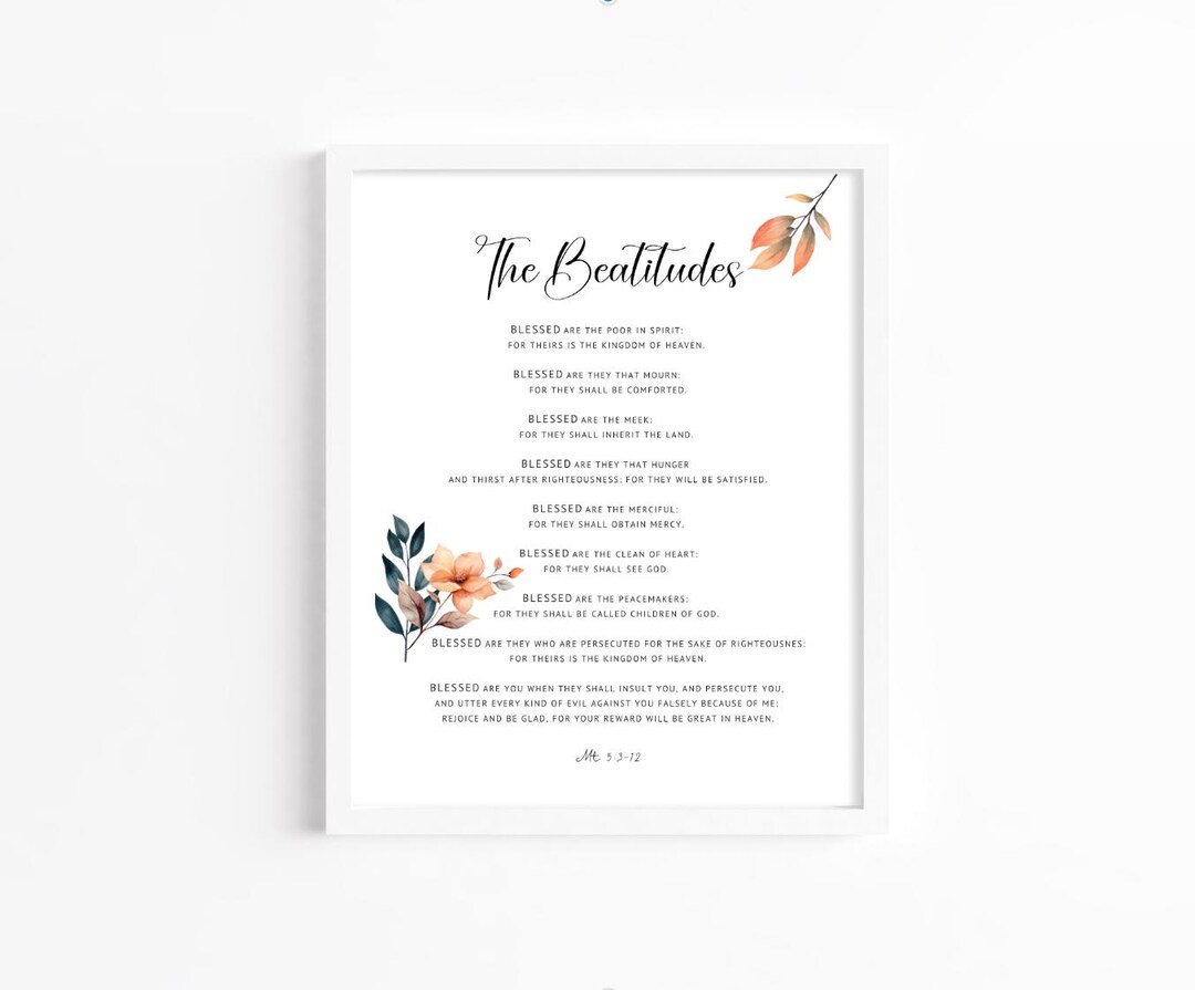 Beatitudes Bible Verse Printable Wall Art: Christian Home Decor (PDF ...