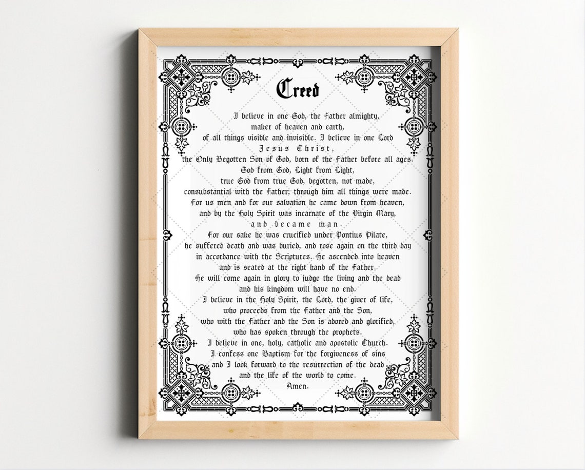 Creed Printable Prayer | Nicene Creed Wall Art | Instant Download Pdf ...