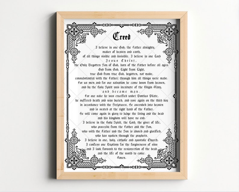 Creed Printable Prayer | Nicene Creed Wall Art | Instant Download Pdf ...