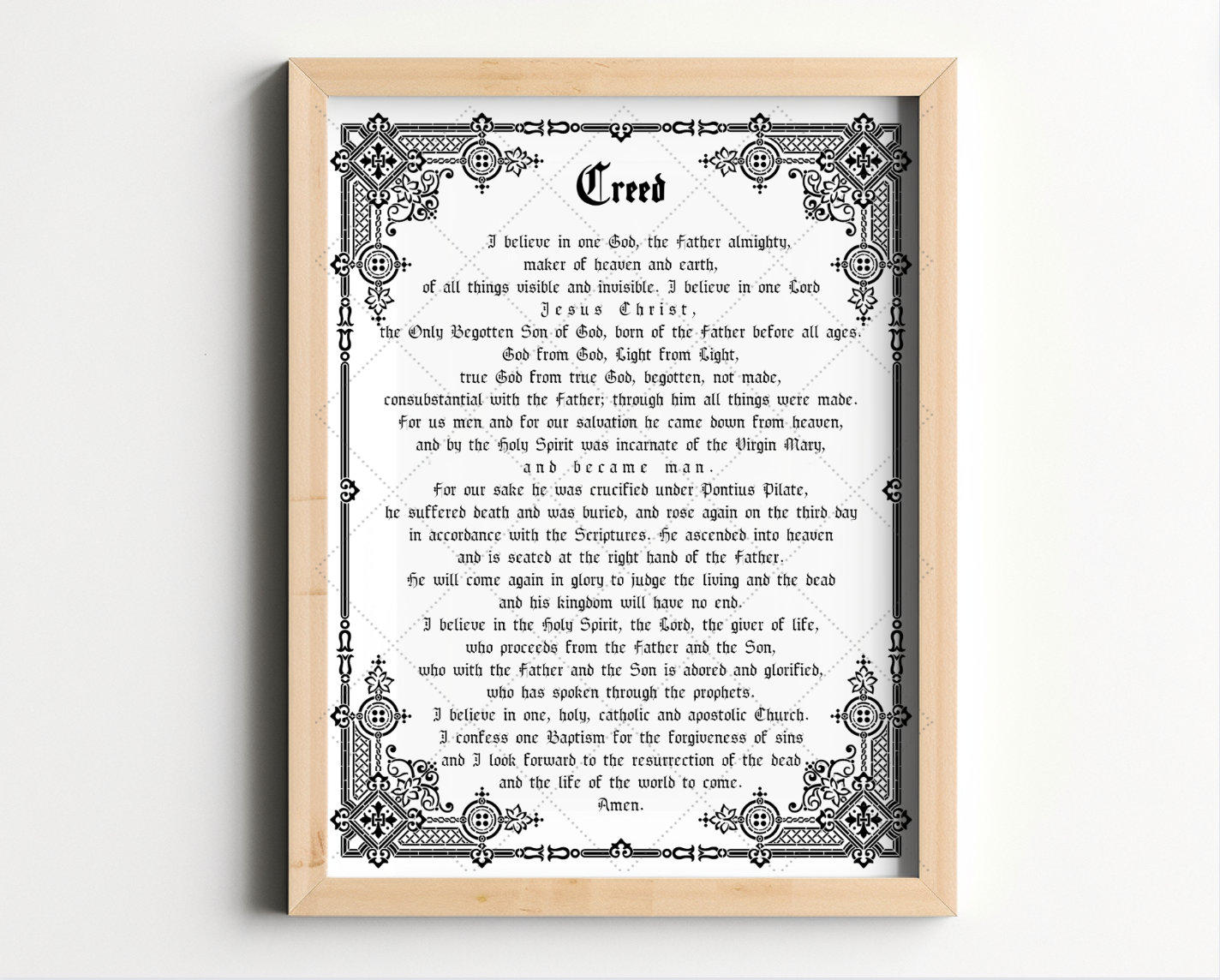 Creed Printable Prayer | Nicene Creed Wall Art | Instant Download Pdf ...