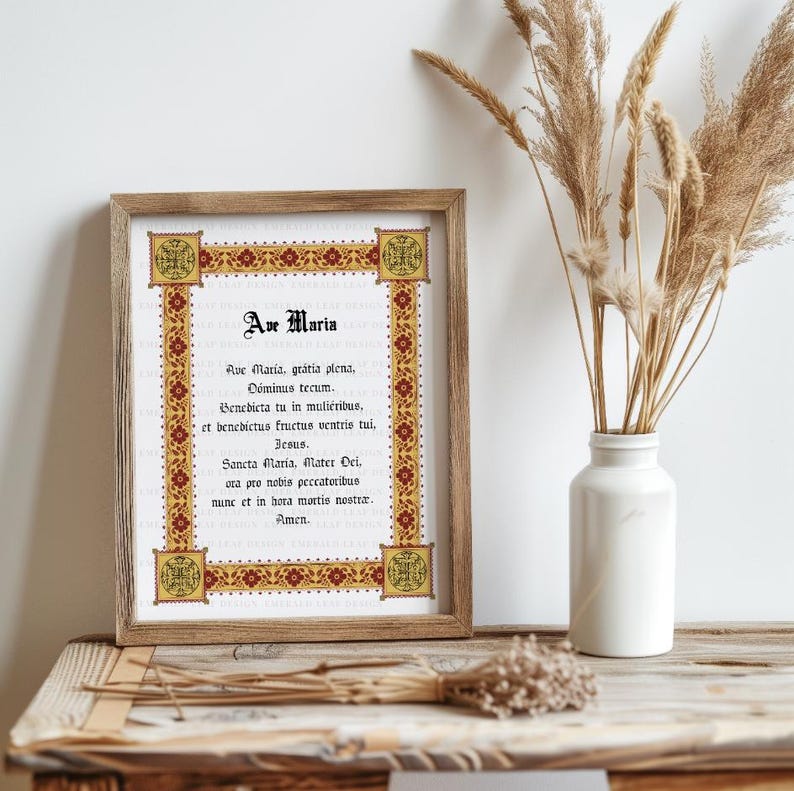 Ave Maria Latin Prayer Printable: Catholic Wall Art (digital Download ...
