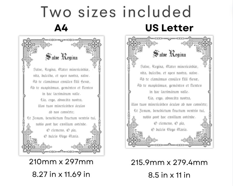 Salve Regina Catholic Printable Prayer | Hail Holy Queen in Latin ...