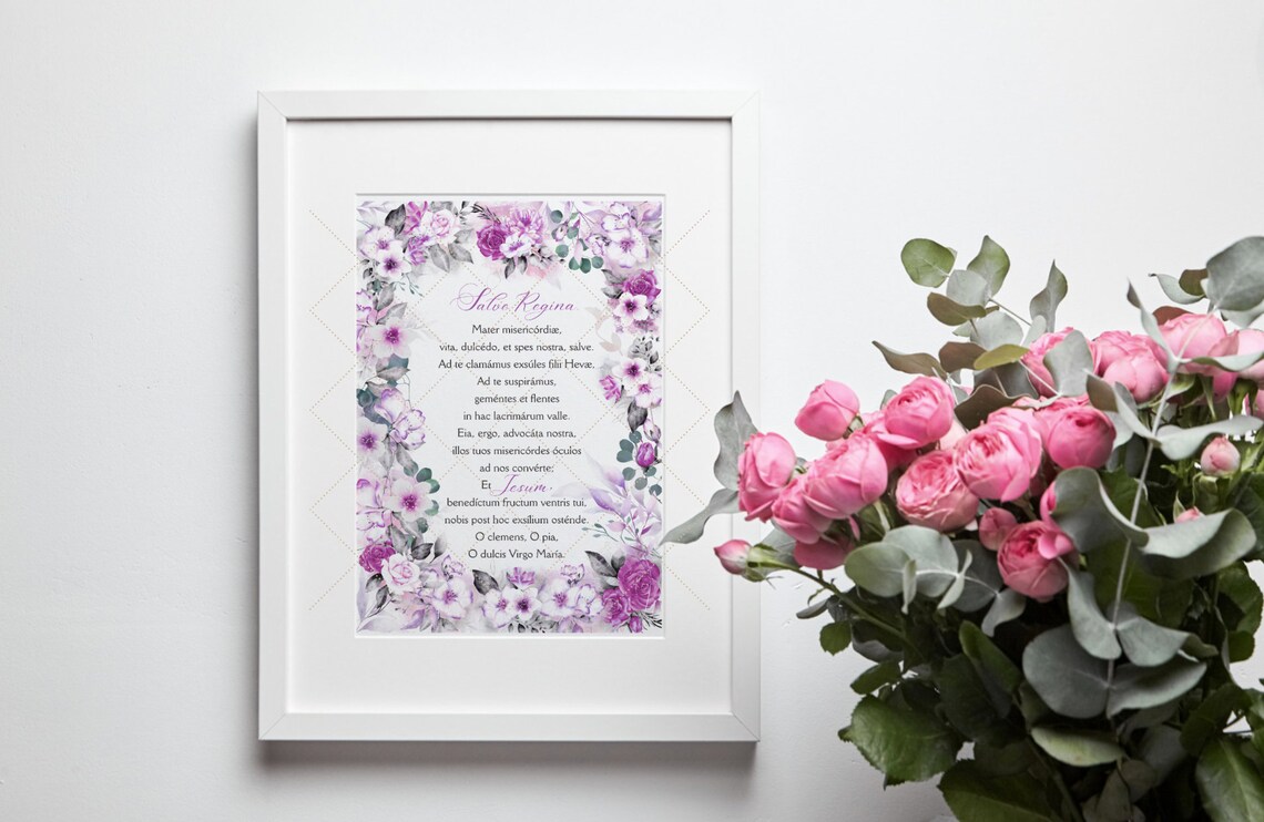 Salve Regina Prayer Latin: Catholic Wall Art Print, Hail Holy Marian ...