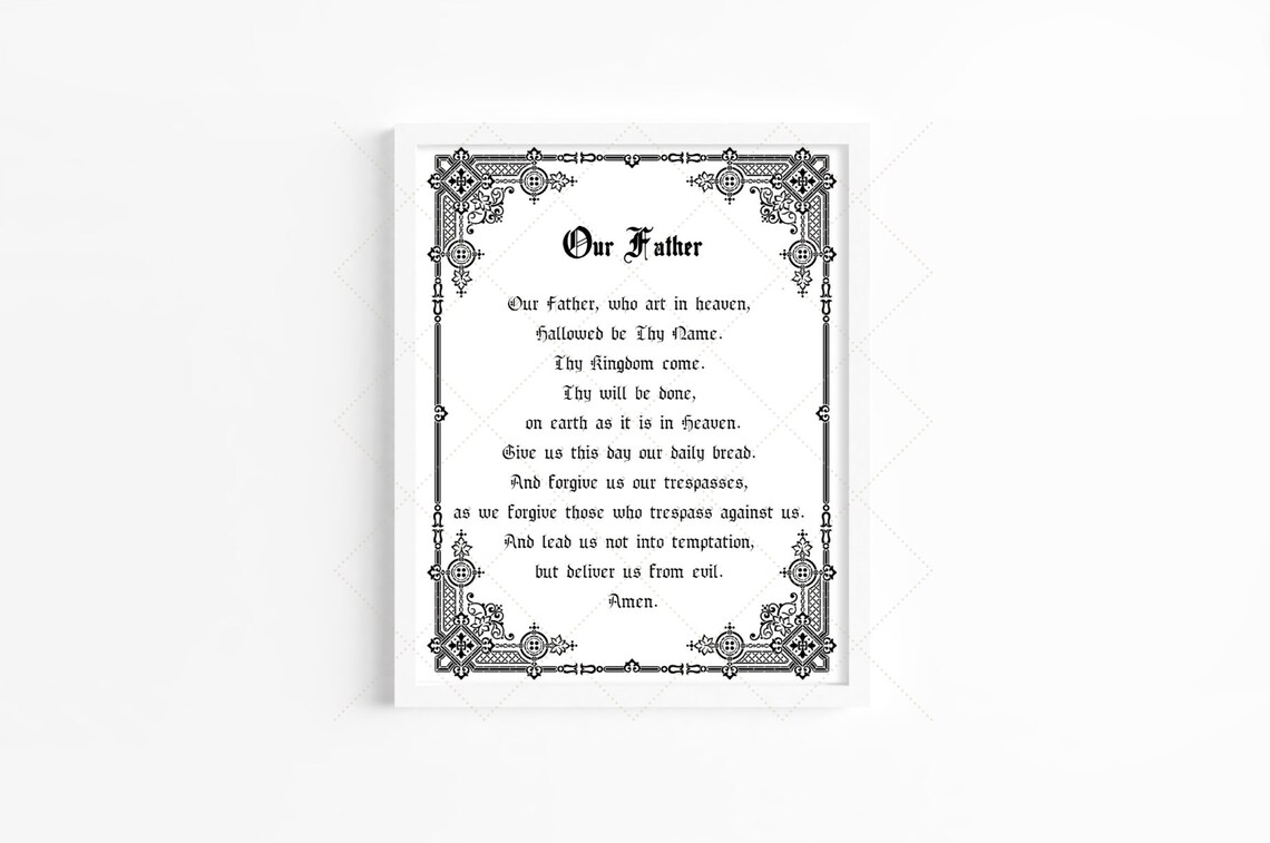 Our Father Printable Prayer | Lord's Prayer Wall Art | Christian Home ...
