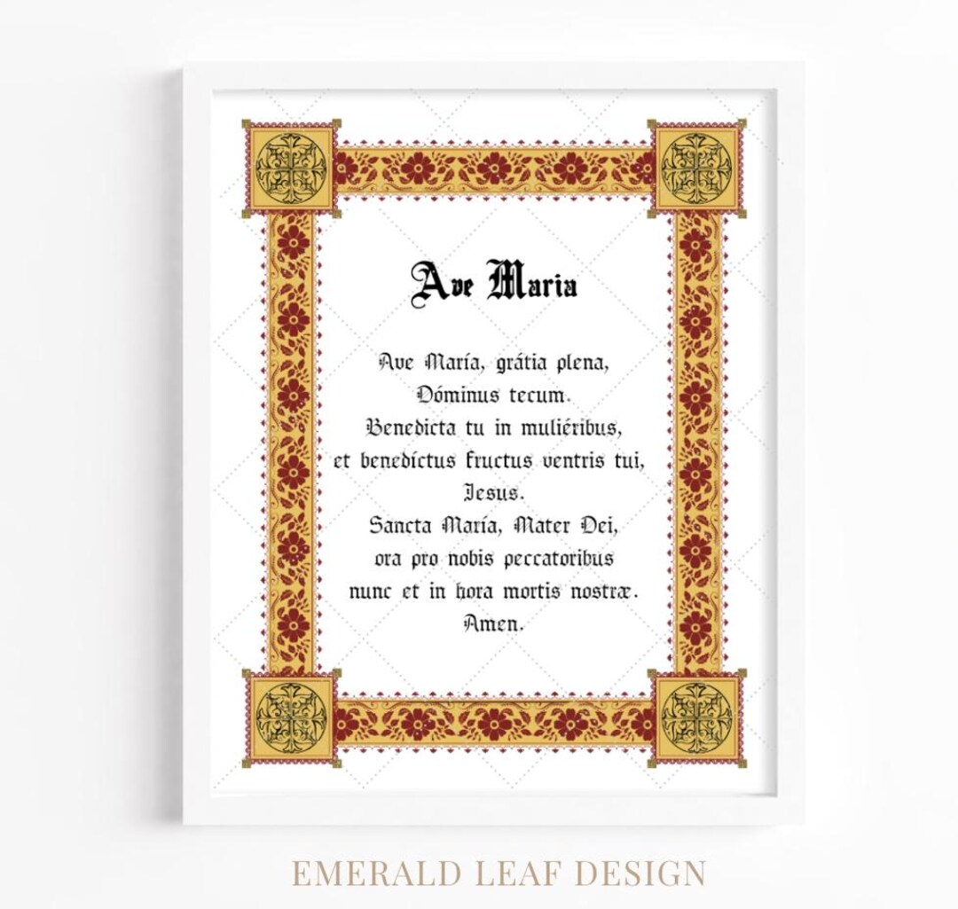 Ave Maria Latin Prayer Printable: Catholic Wall Art (digital Download ...