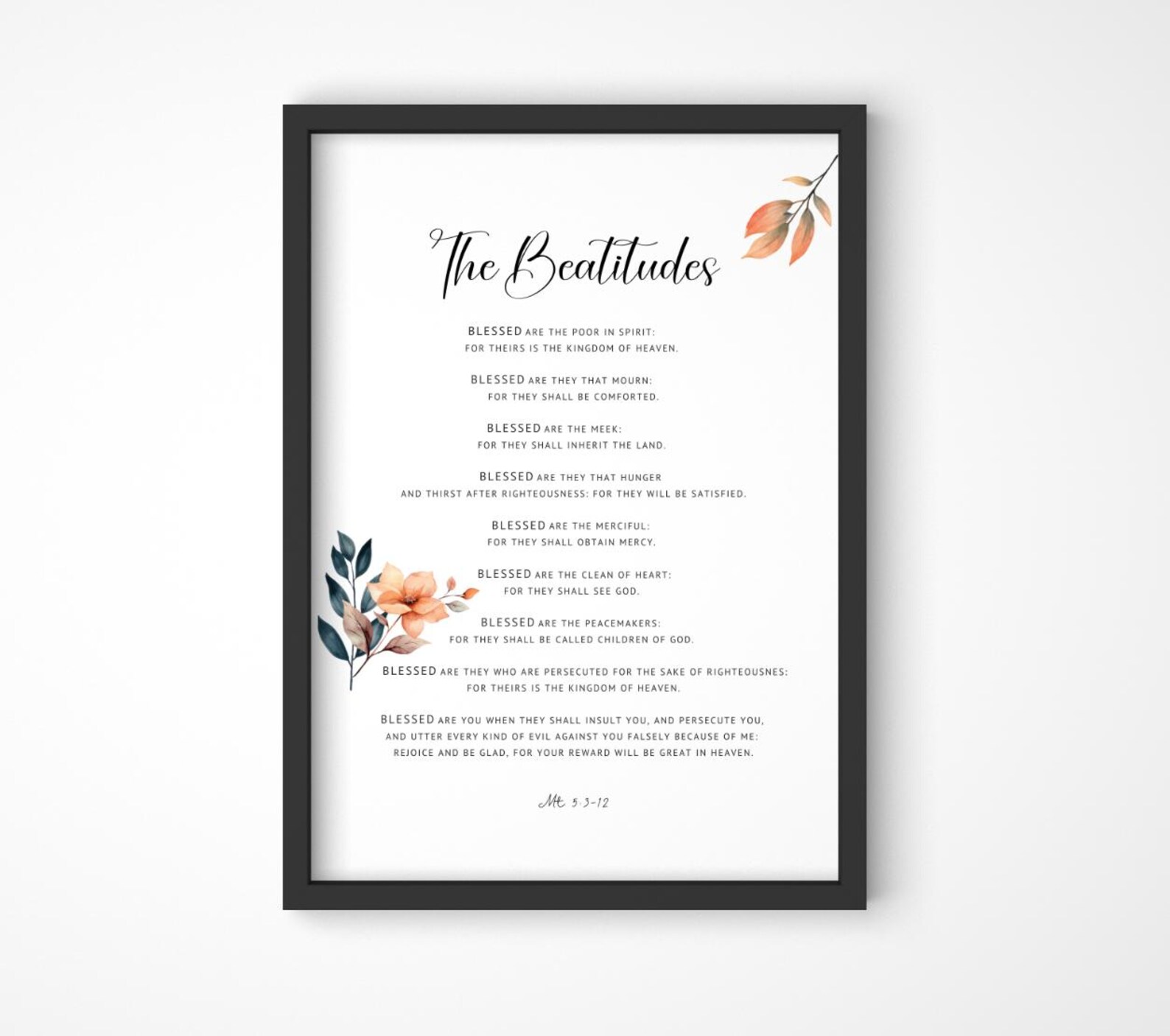 Beatitudes Bible Verse Printable Wall Art: Christian Home Decor (PDF ...