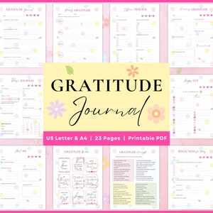 Floral Gratitude Journal Printable: Daily Reflection Prompts, Self-care ...