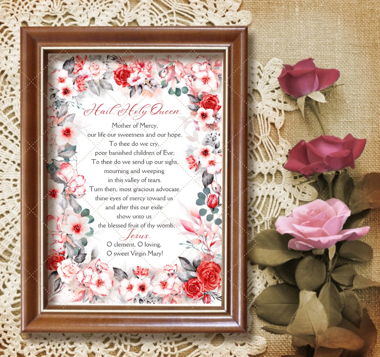 Hail Holy Queen Printable Prayer Wall Art | Digital Download - Etsy