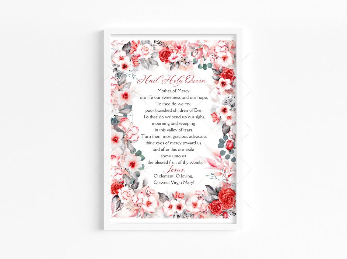 Hail Holy Queen Printable Prayer Wall Art | Digital Download - Etsy