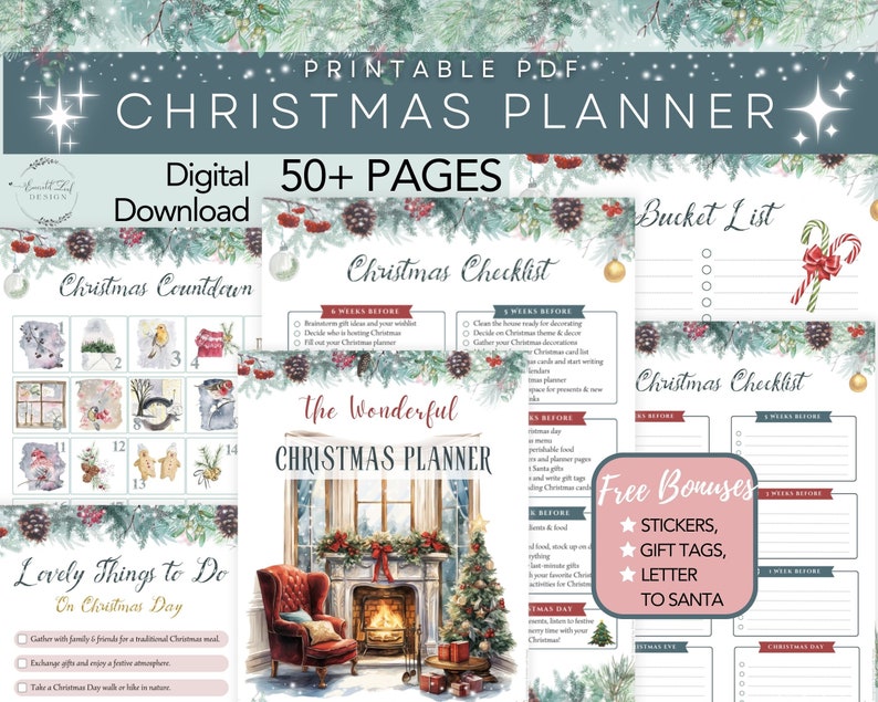 Printable Christmas Planner Bundle: Holiday Organizer, Gift, Budget ...