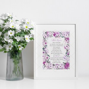 Salve Regina Prayer Latin: Floral Catholic Wall Art Print, Hail Holy ...