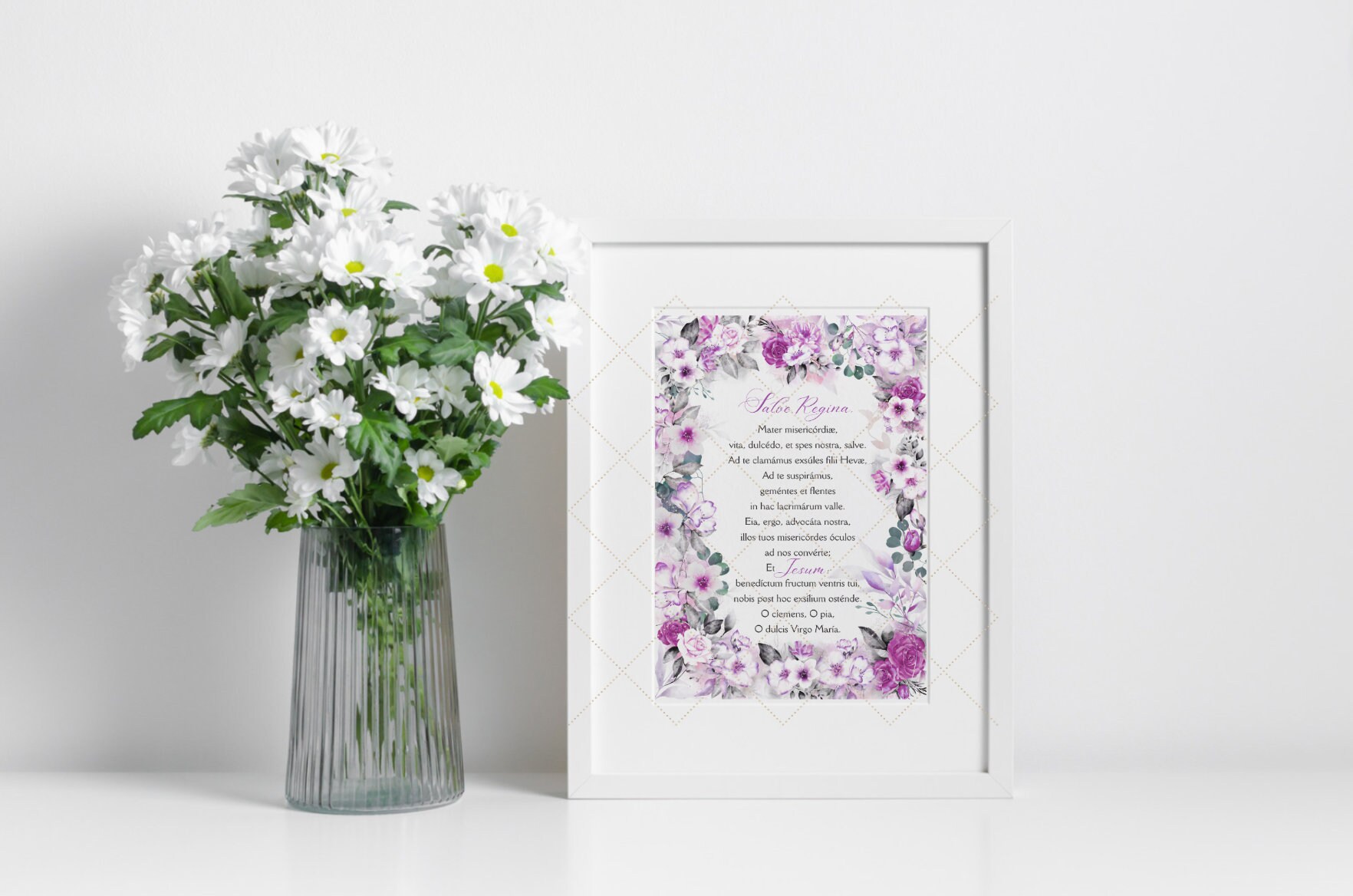 Salve Regina Prayer Latin: Catholic Wall Art Print, Hail Holy Marian ...