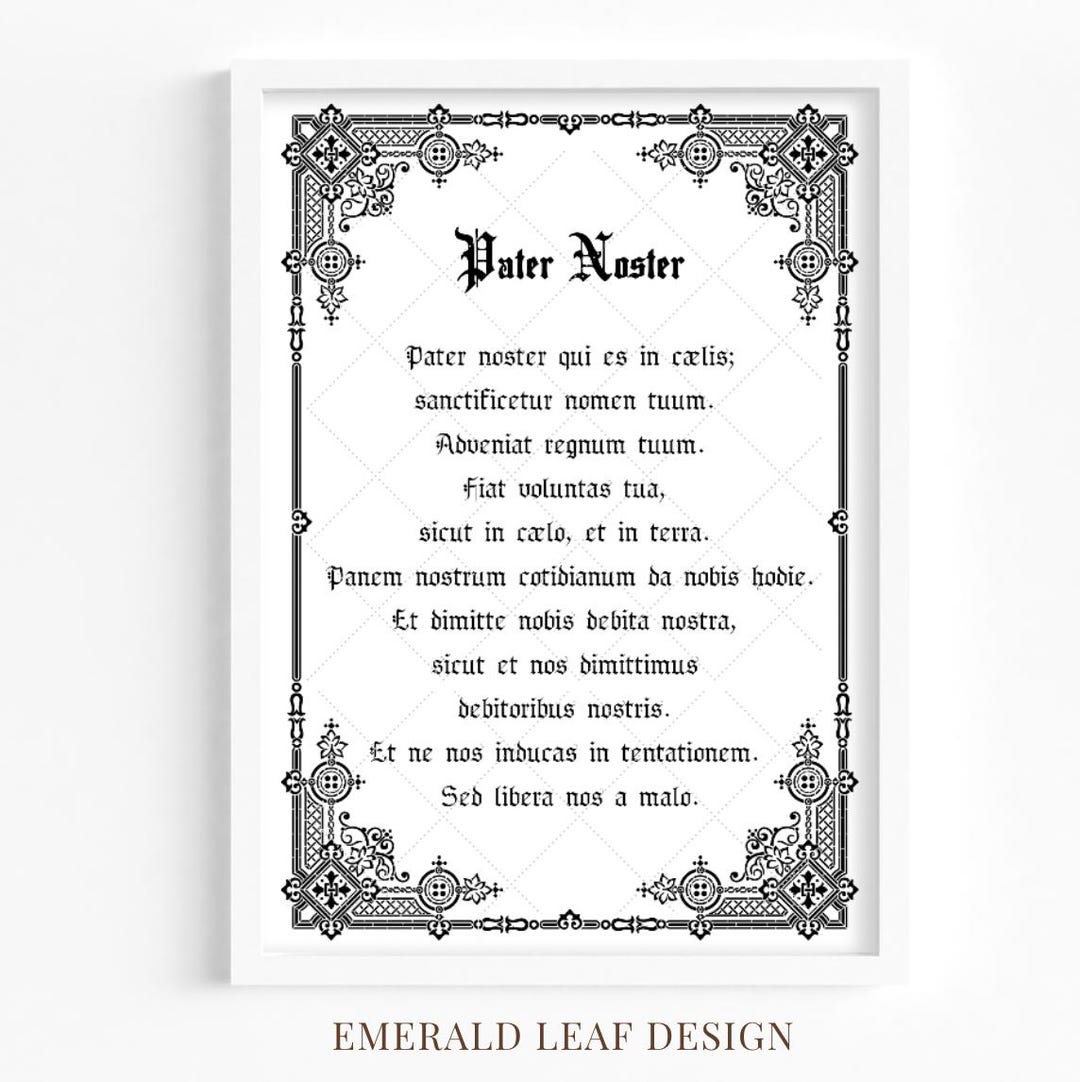 Pater Noster Latin Prayer Printable: Traditional Catholic Wall Art (PDF ...