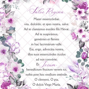 Salve Regina Prayer Latin: Catholic Wall Art Print, Hail Holy Marian ...
