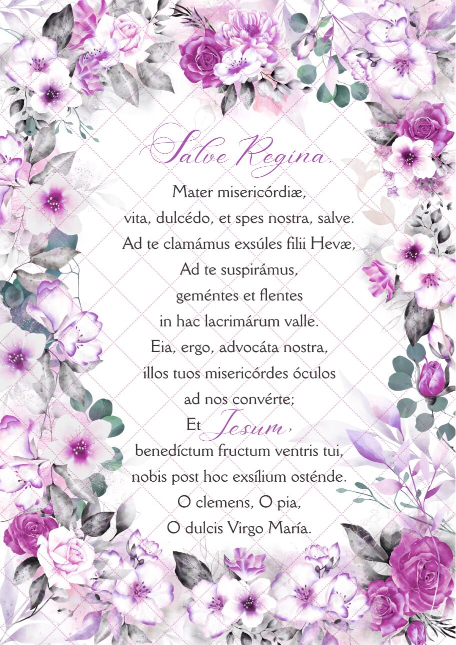 Salve Regina Catholic Printable Prayer, Hail Holy Queen in Latin ...