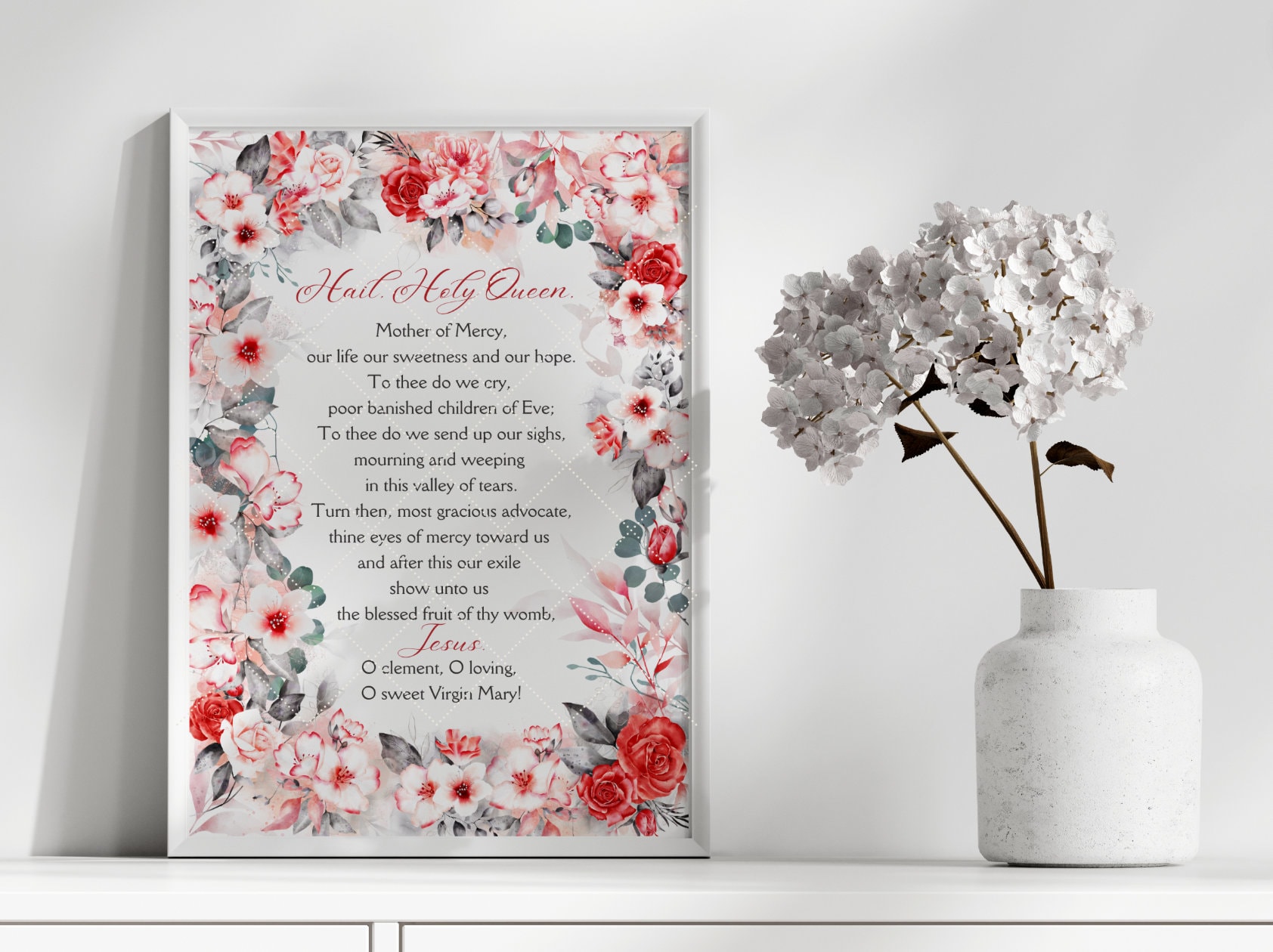 Hail Holy Queen Printable Prayer Wall Art | Digital Download - Etsy