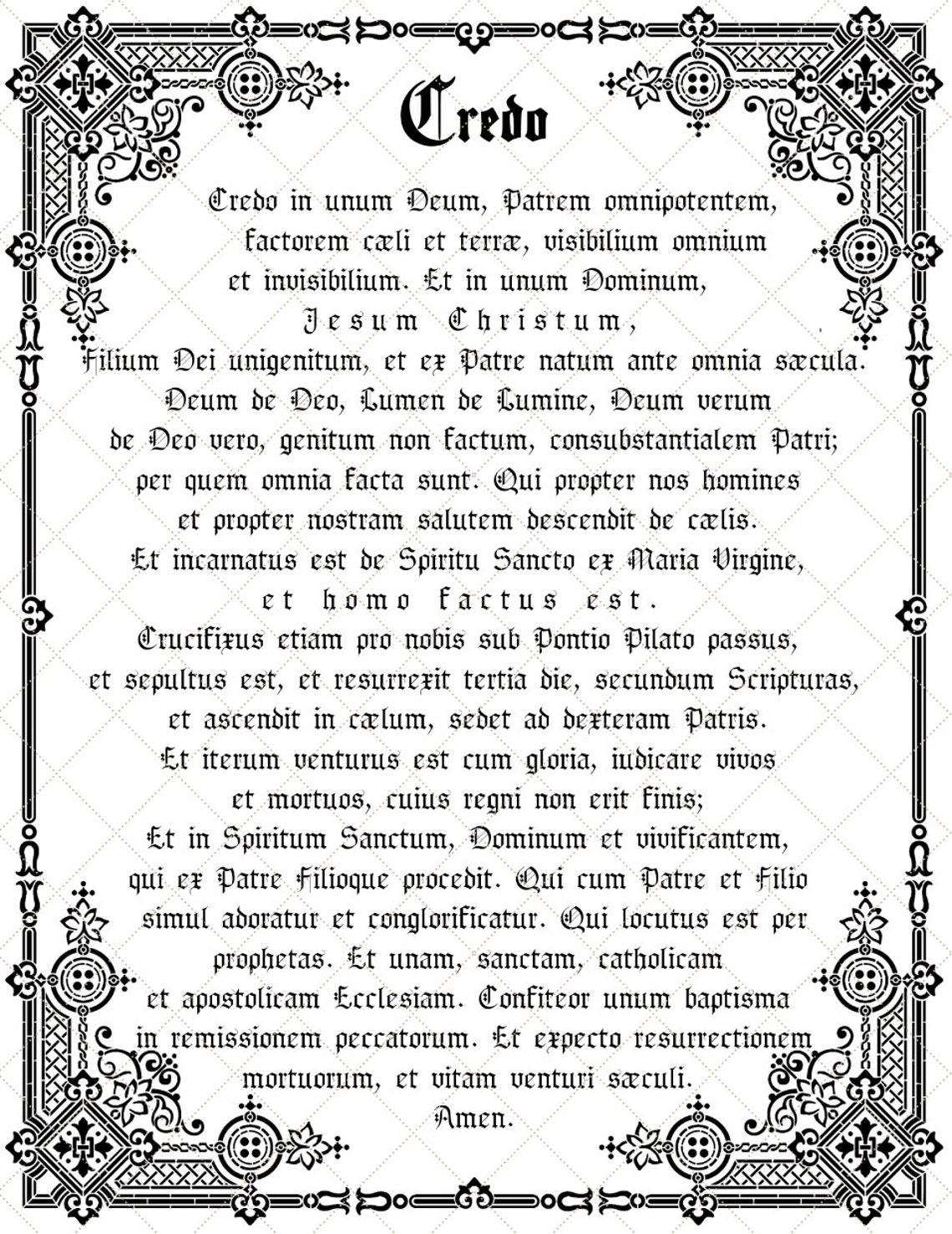 Credo Traditional Catholic Printable Prayer Nicene Creed in Latin ...