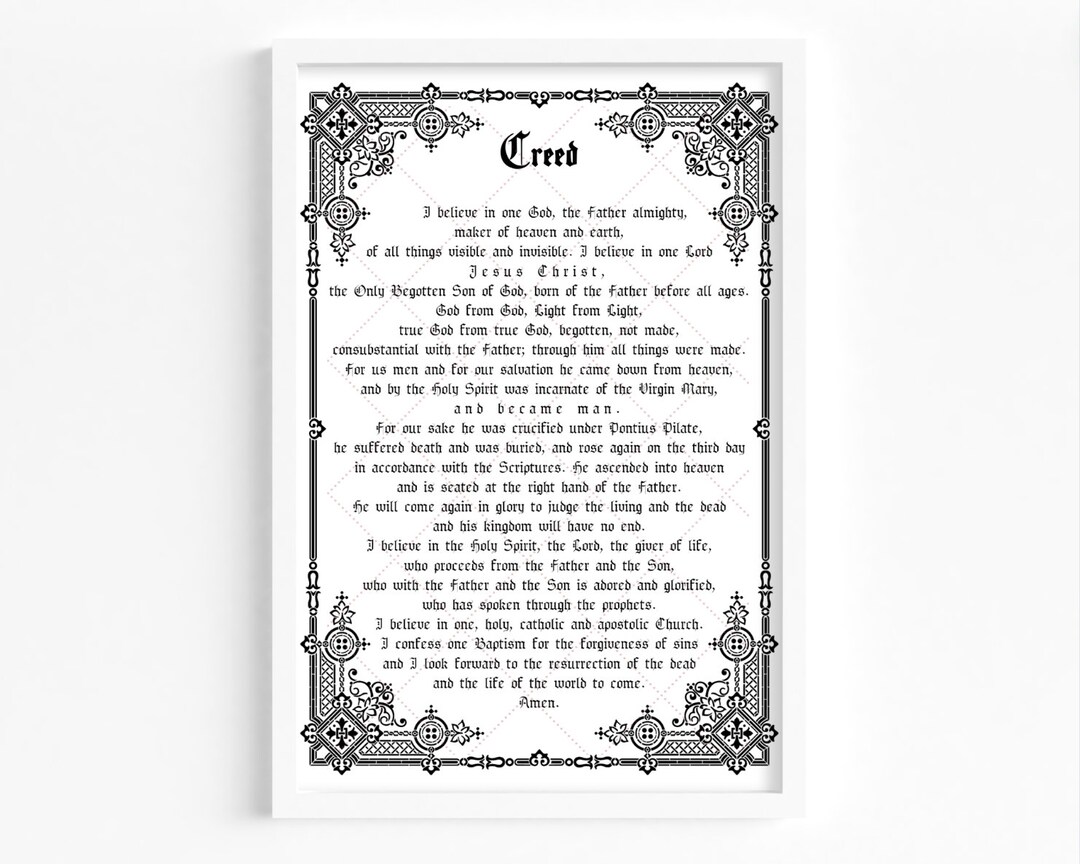 Creed Printable Prayer | Nicene Creed Wall Art | Instant Download Pdf ...