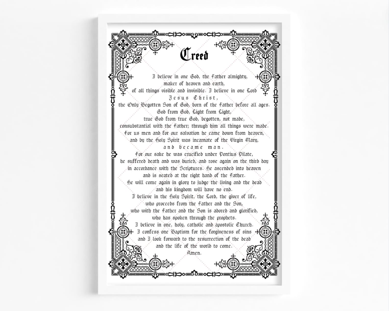 Creed Printable Prayer Nicene Creed Wall Art Instant Download Pdf - Etsy