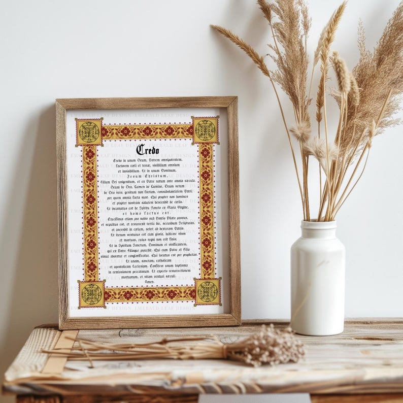 Credo Prayer Art Print, Nicene Creed, Traditional Catholic Latin Mass ...