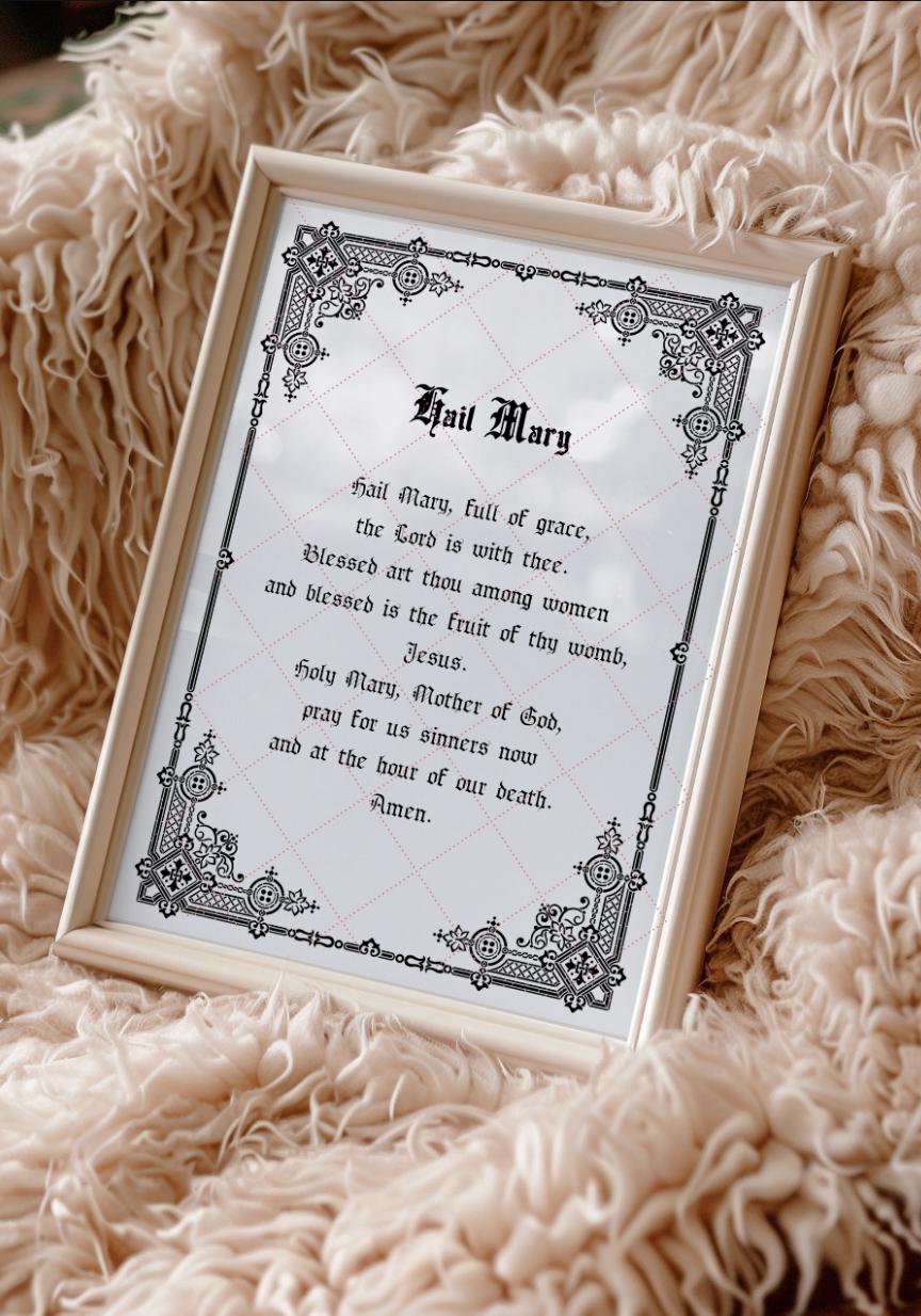 Hail Mary Printable, Catholic Printable Prayer Wall Art | Digital ...