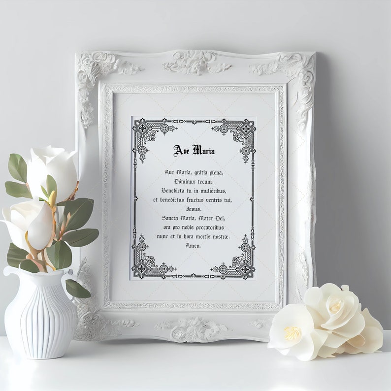 Ave Maria Latin Prayer Printable: Catholic Wall Art (digital Download ...