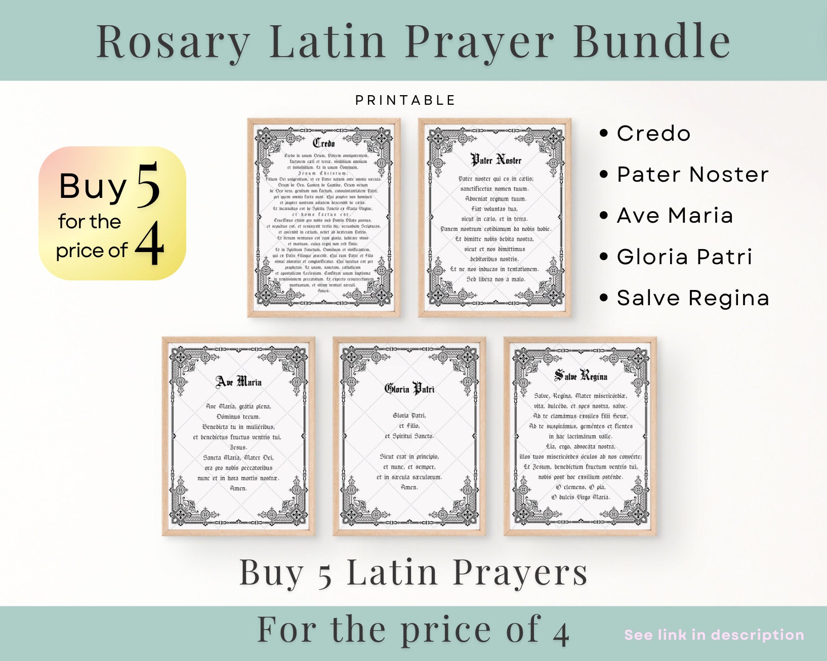 Pater Noster Traditional Catholic Printable Prayer | Our Father in ...