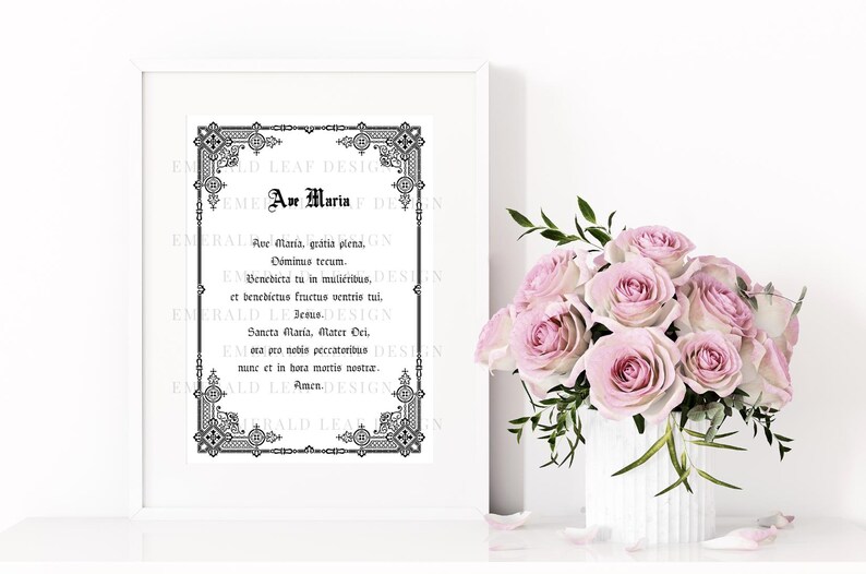 Ave Maria Latin Prayer Printable: Catholic Wall Art (digital Download ...
