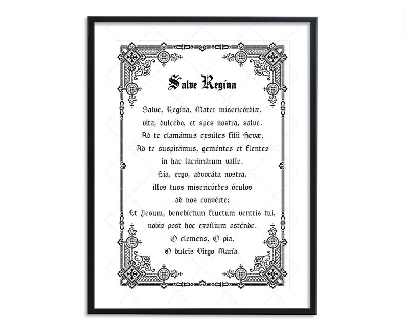 Salve Regina Catholic Printable Prayer | Hail Holy Queen in Latin ...