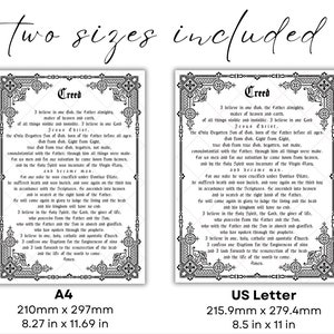 Creed Printable Prayer | Nicene Creed Wall Art | Instant Download Pdf ...