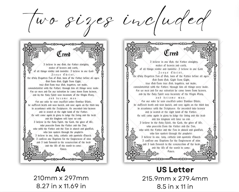 Creed Printable Prayer | Nicene Creed Wall Art | Instant Download Pdf ...