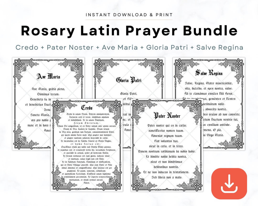 Rosary Latin Prayer Printable Bundle | Credo, Pater Noster, Ave Maria ...
