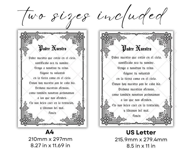 Padre Nuestro Spanish Prayer Print | Our Father| Lord's Prayer Wall Art ...