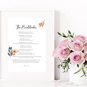Beatitudes Bible Verse Printable Wall Art: Christian Home Decor (PDF ...