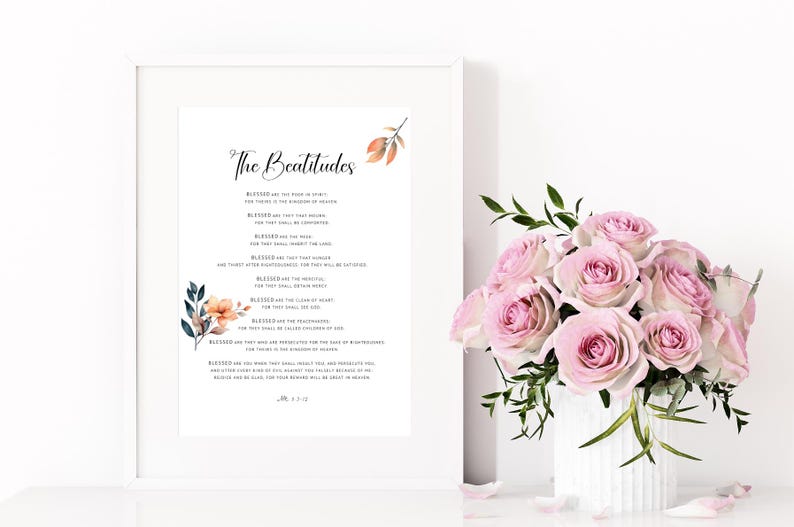 Beautiful Beatitudes Printable Bible Verse Wall Art | Matthew 5:3-12 ...