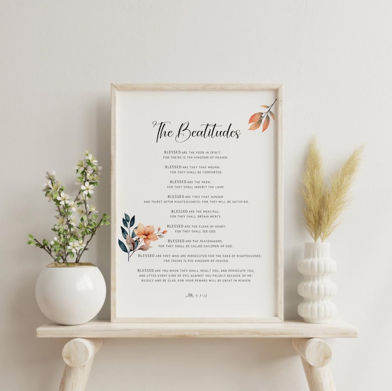 Beautiful Beatitudes Printable Bible Verse Wall Art | Matthew 5:3-12 ...