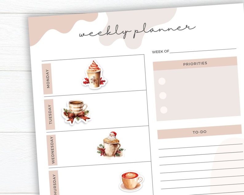Fun and Colorful Printable Christmas Coffee Stickers Bundle | Instant ...