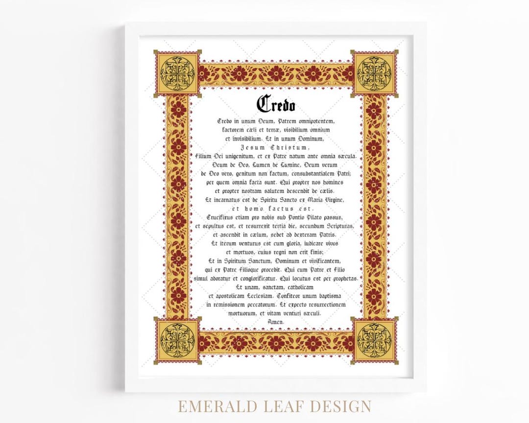 Credo Prayer Art Print, Nicene Creed, Traditional Catholic Latin Mass ...