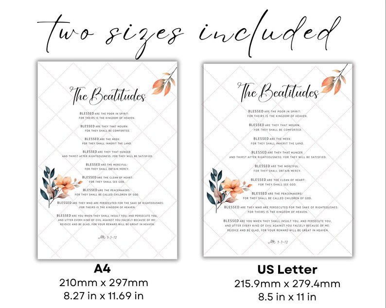 Beautiful Beatitudes Printable Bible Verse Wall Art | Matthew 5:3-12 ...